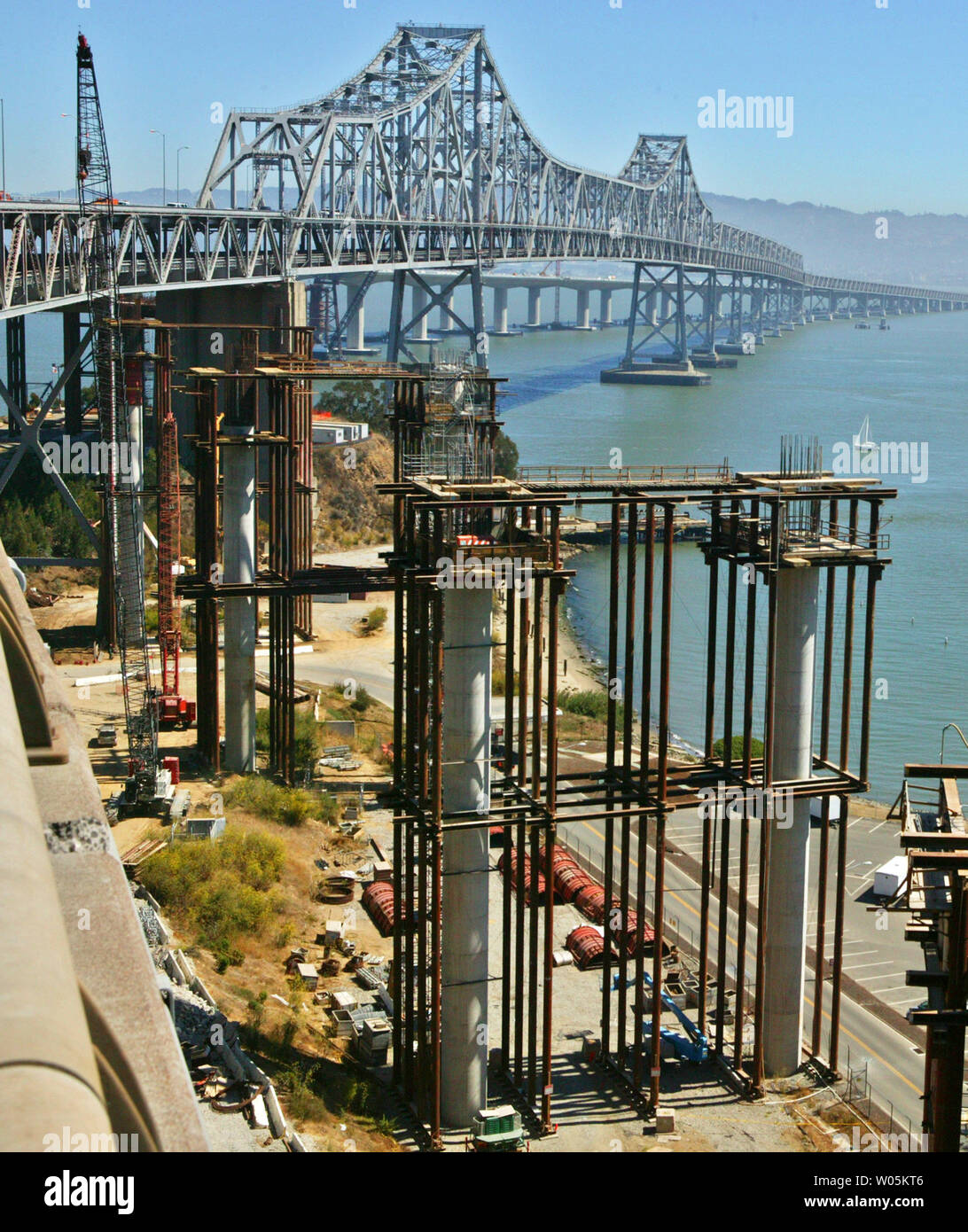 A section of the Bay Bridge awaits its new deck from Cal Trans during ...
