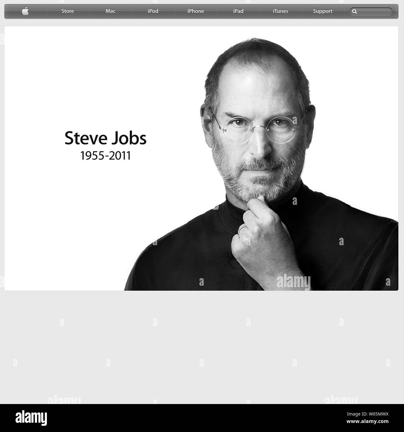 A screen shot of the Apple website shows a photo of Steve Jobs, co ...