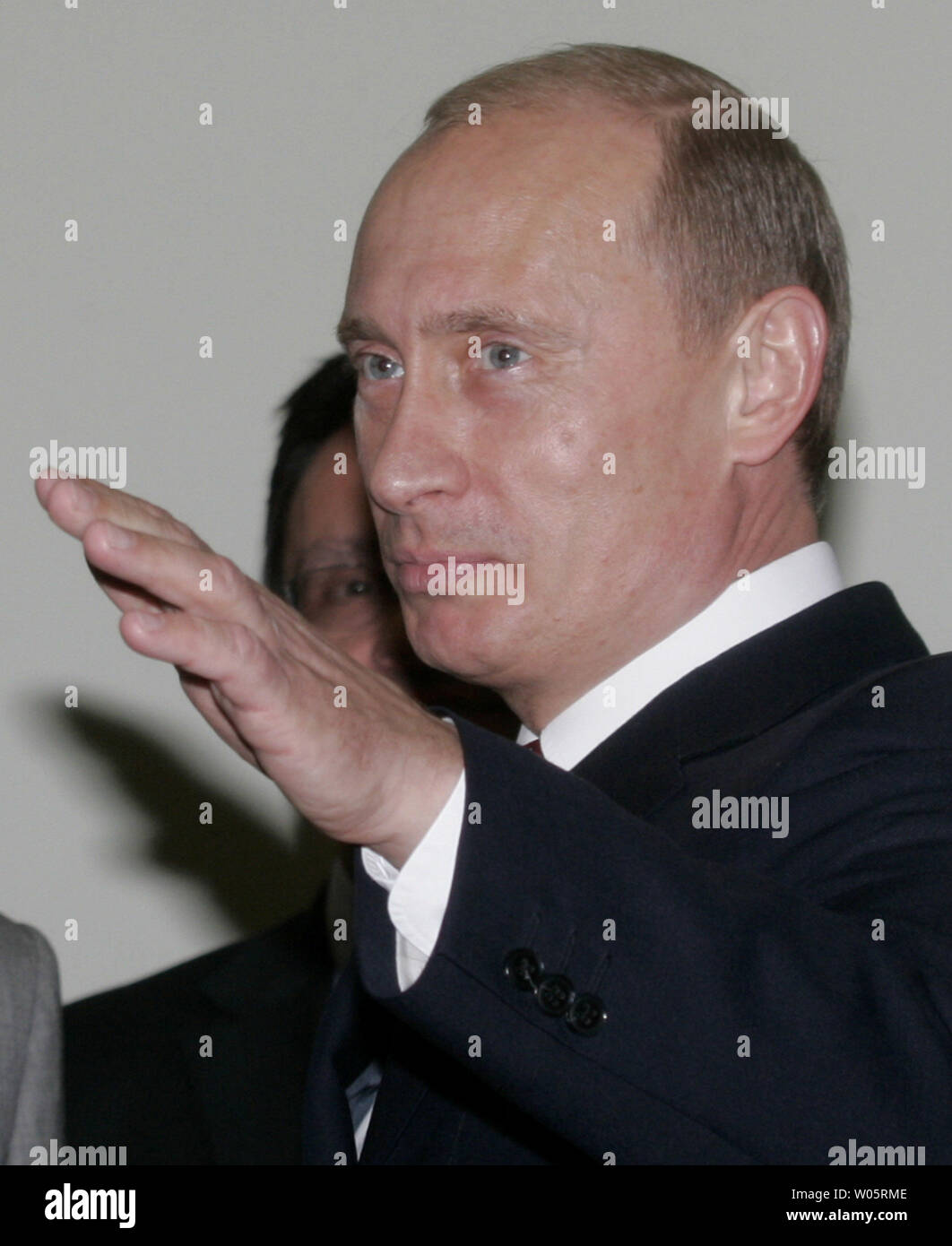 Russian President Vladimir Putin gestures during a meeting with ...
