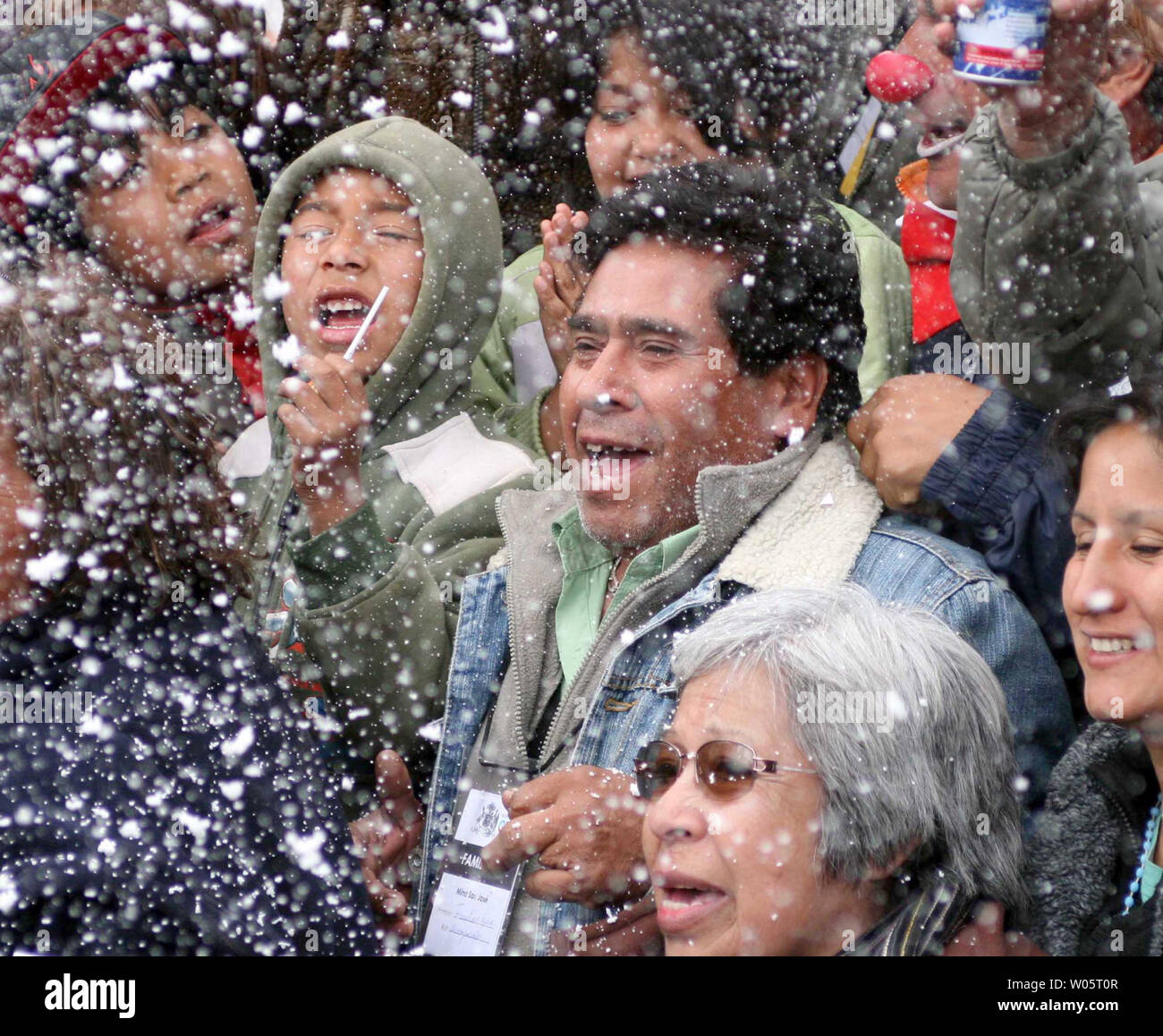 Family members of Chilean miners await their rescue, currently underway ...