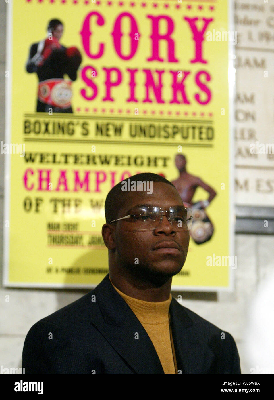 Welterweight boxing champion Cory Spinks looks on during ceremonies in ...