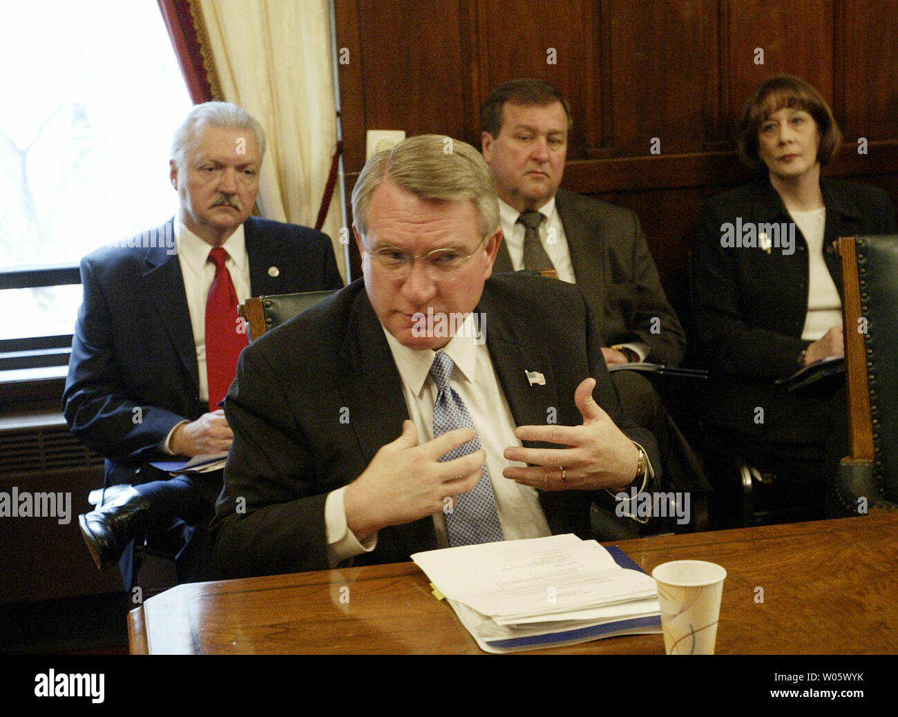 John P. Walters, Director of National Drug Control Policy talks with ...