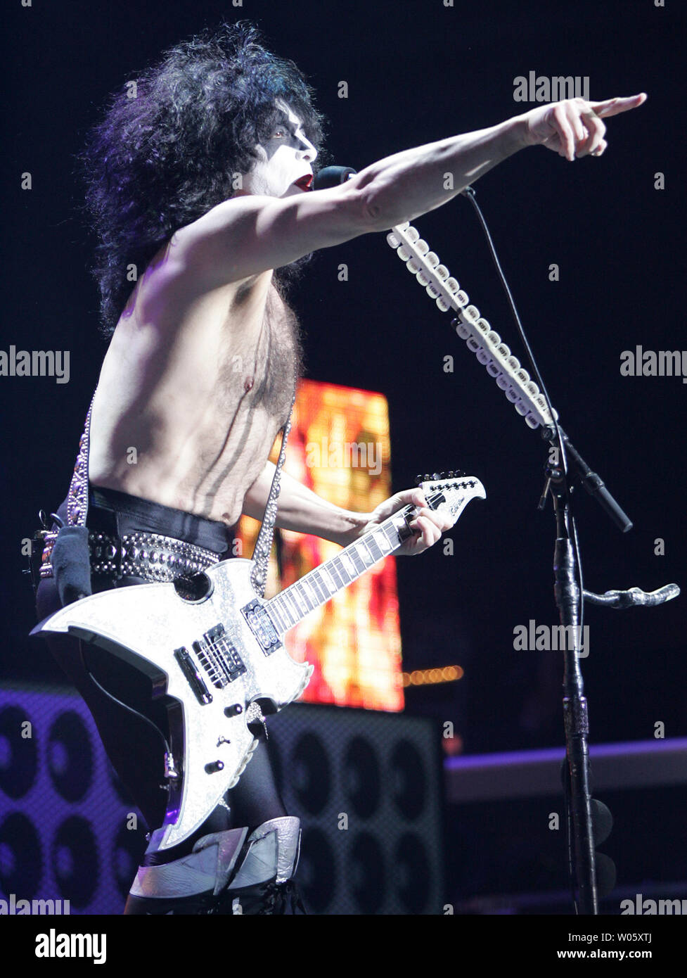 Singer/guitarist Paul Stanley of KISS performs June 28, 2004 at the UMB ...