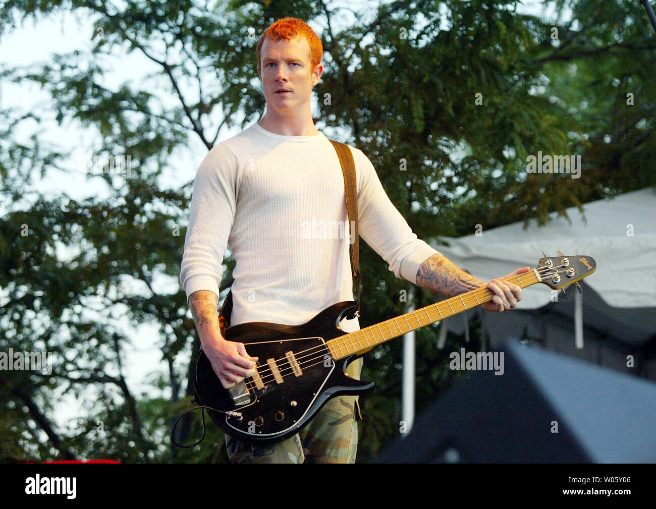 Bass player, Max Collins of the rock group Eve 6 entertains the crowds ...