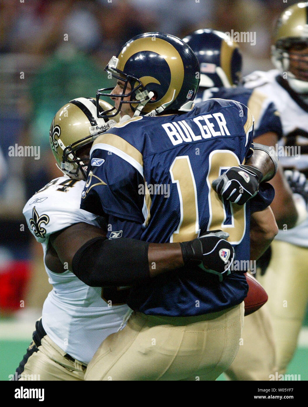New Orleans Saints Charles Grant gets St. Louis Rams quarterback Marc ...