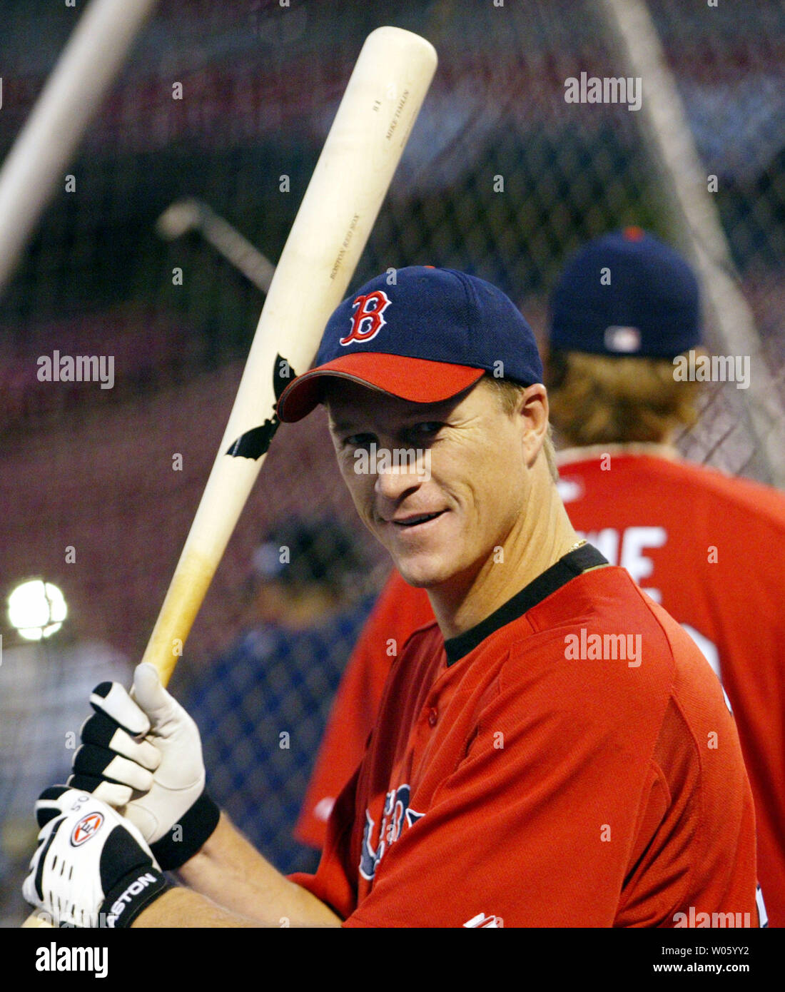 Boston Red Sox pitcher Mike Timlin prepares to step into the batting ...
