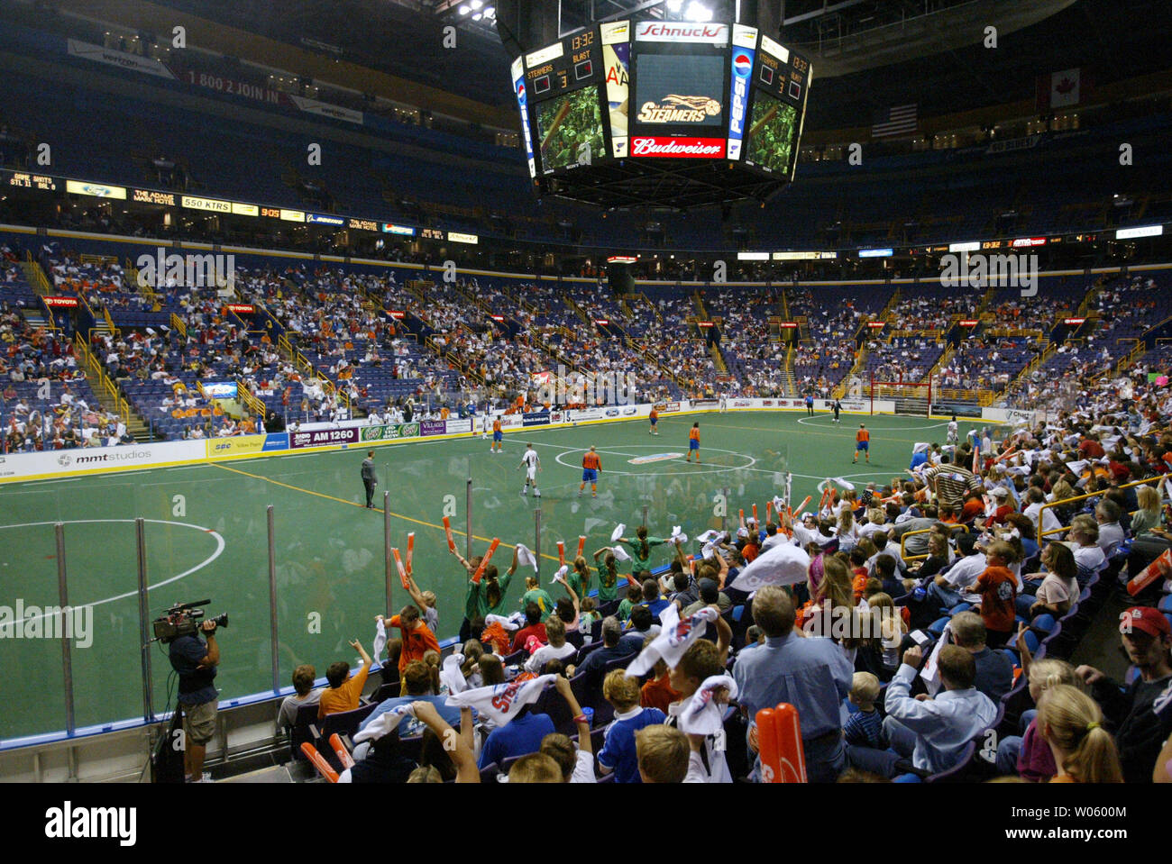 St. Louis Steamers fans wave rally towels on opening night during a game against the Baltimore ...