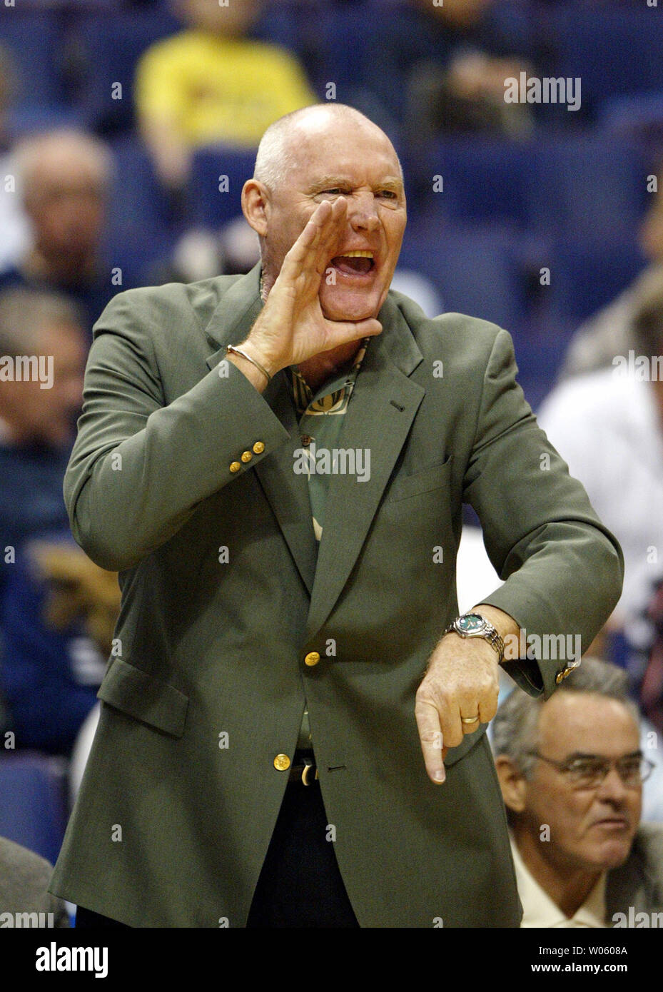 Hawaii Rainbow Warriors head basketball coach Riley Wallace yells ...