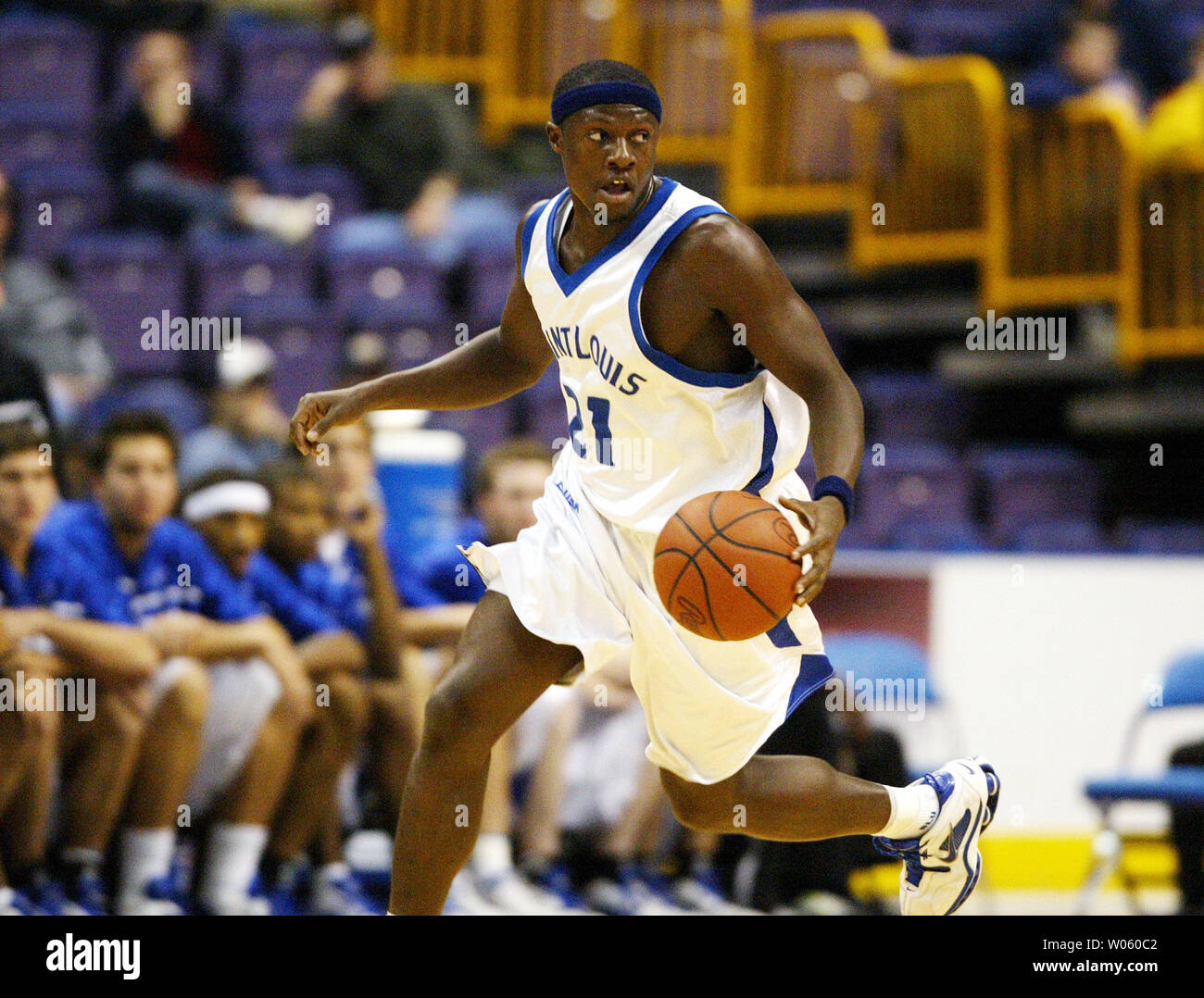 Saint Louis University Billikens Reggie Bryant brings the basketball up ...