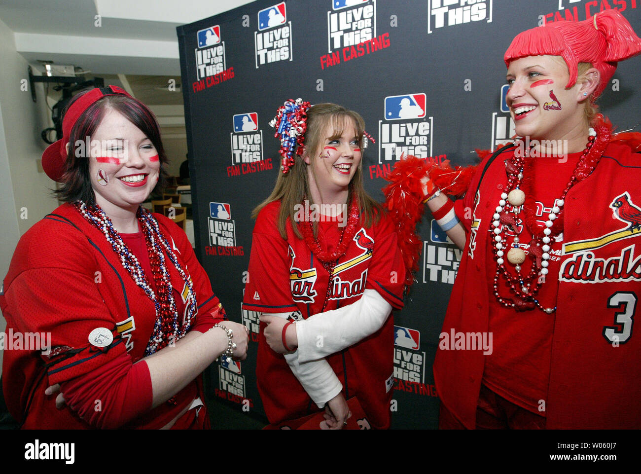 Cardinals fans (L to R) Carrie Wells, Emily Lund and Tammy LePage have ...