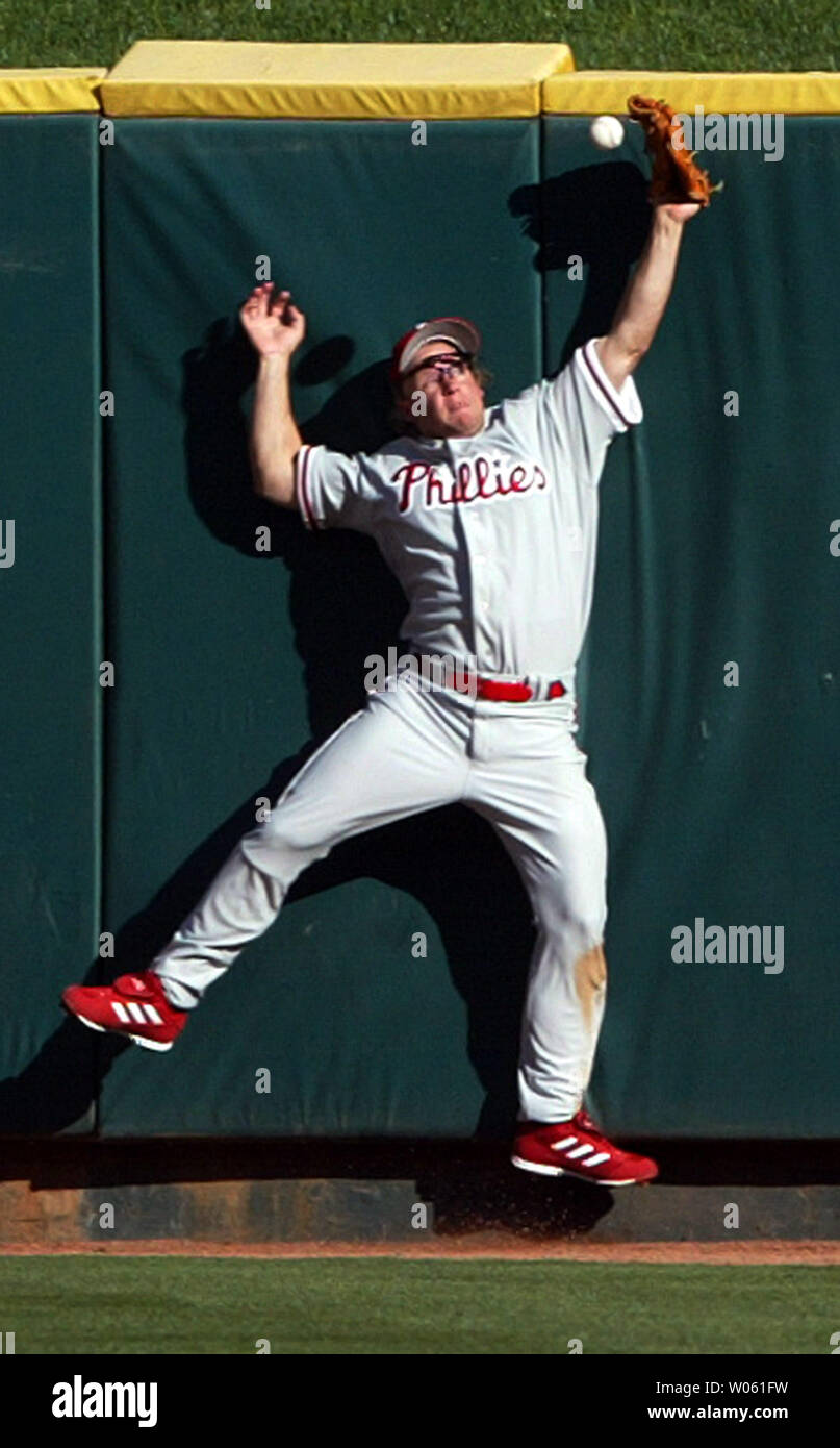 Philadelphia Phillies Jason Michaels can't handle a fly ball off the ...