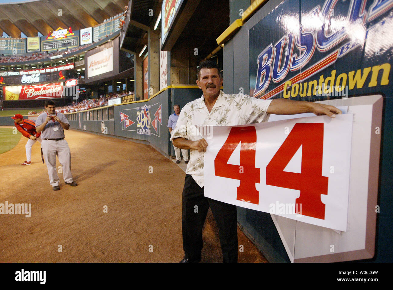 Former St. Louis Cardinals third baseman Ken Reitz pulls his former ...