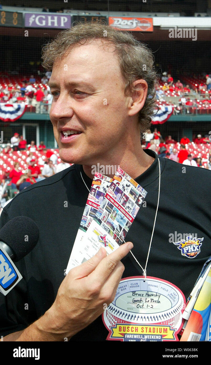 Singer Bruce Hornsby proudly shows off his tickets to the last regular ...