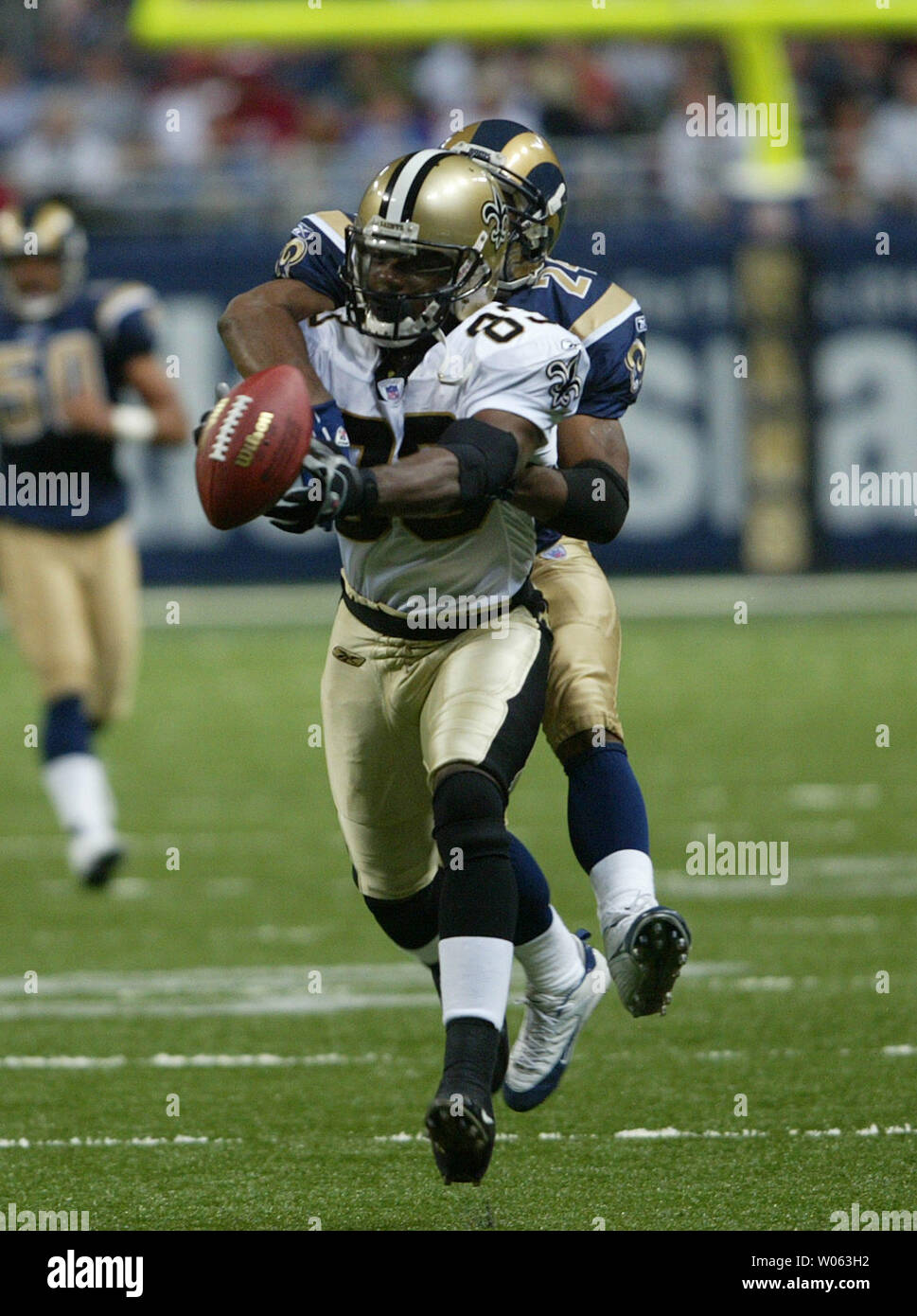 New Orleans Saints Dont Stalworth has the football knocked away by St ...