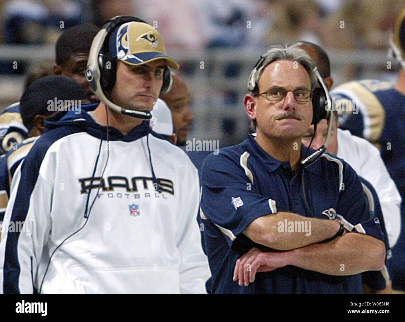 St. Louis Rams interim head coach Joe Vitt stands with injured ...