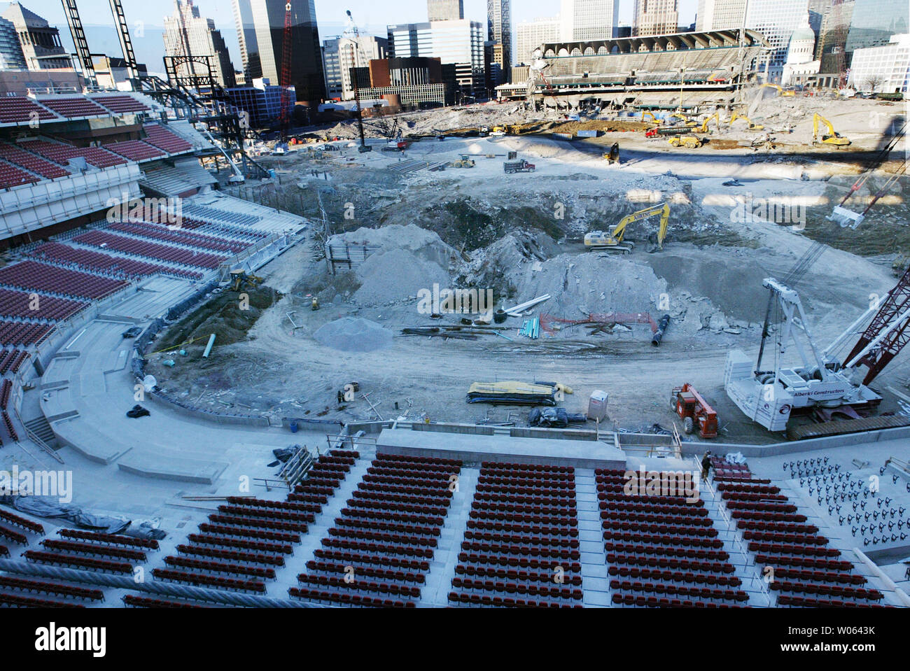 Demolition on the old Busch Stadium continues while construction on the ...
