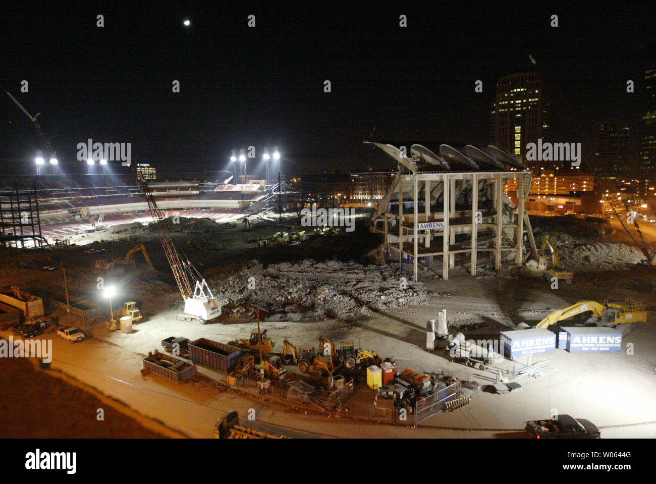 As demolition of the old Busch Stadium continues into the last night ...