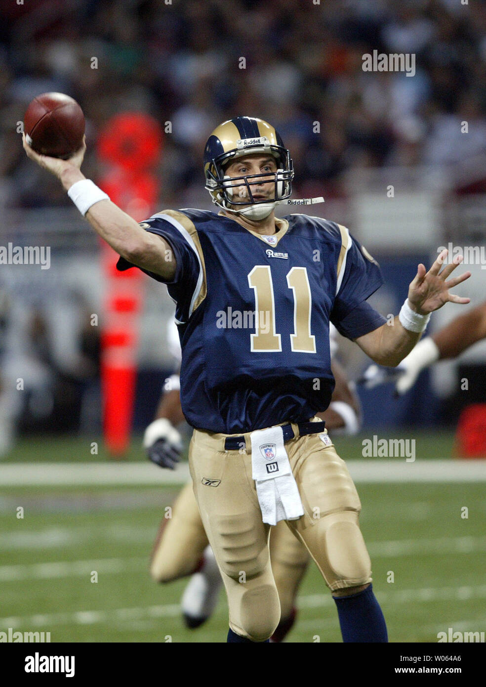 St. Louis Rams quarterback Jamie Martin throws the football in the ...