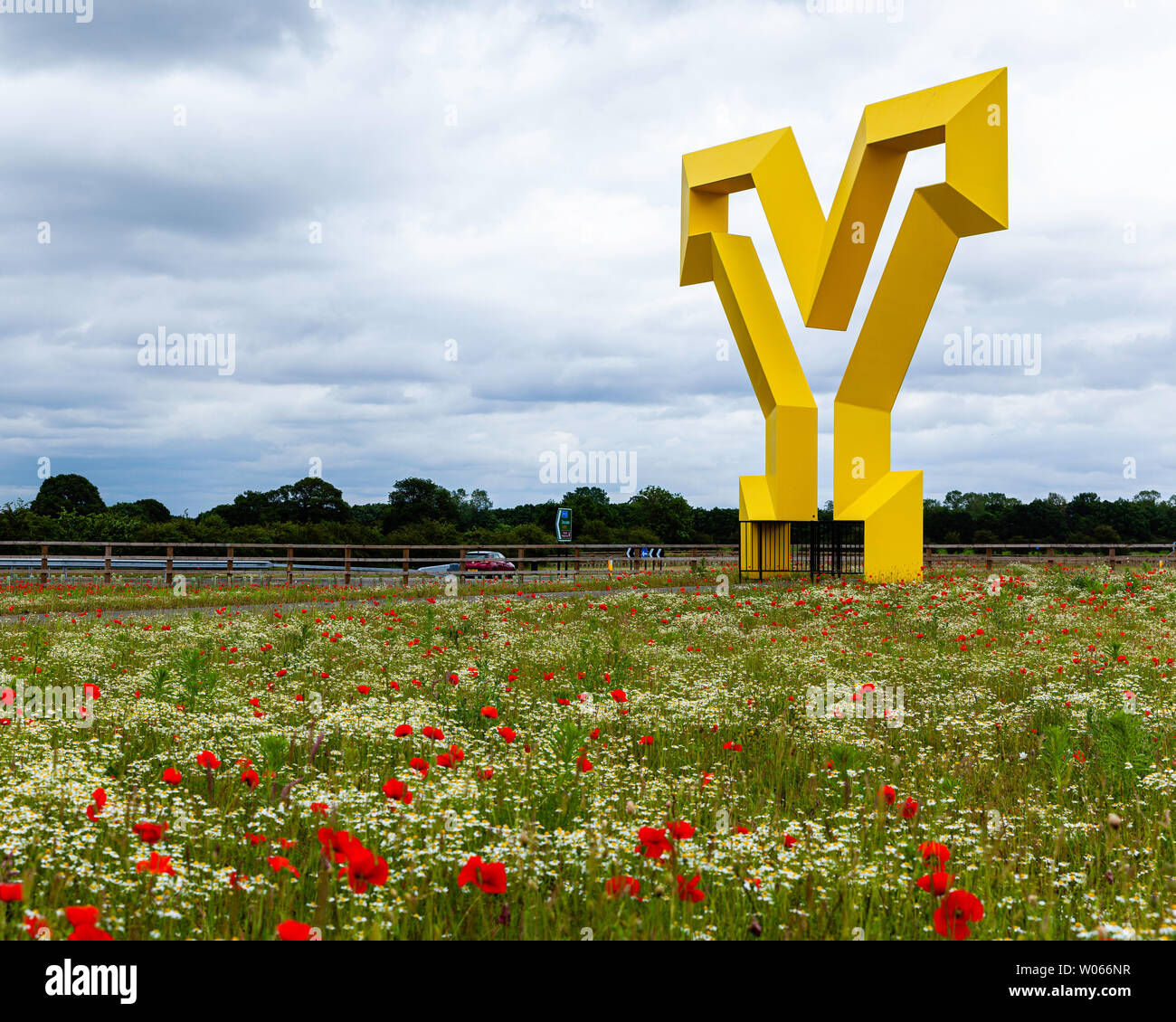 Big yellow Y landmark, on the Great Yorkshire Way Stock Photo - Alamy
