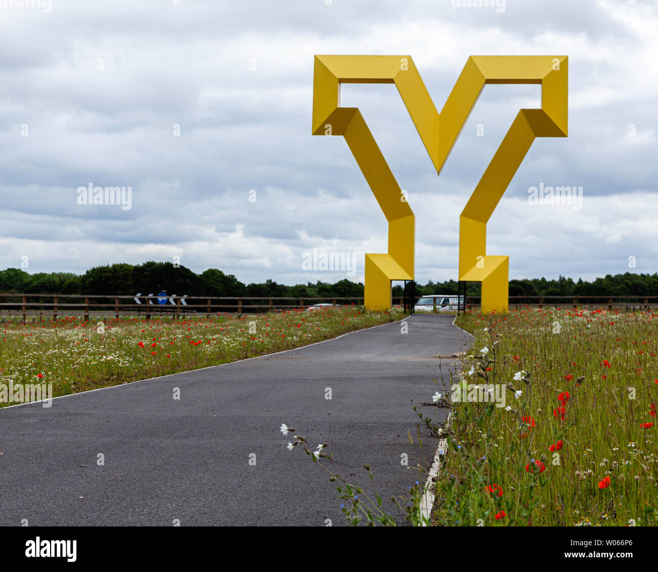 Big yellow Y landmark, on the Great Yorkshire Way Stock Photo - Alamy