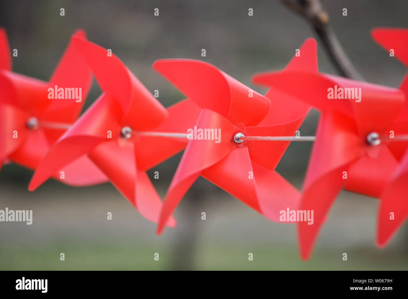 A string of little red windmills Stock Photo - Alamy