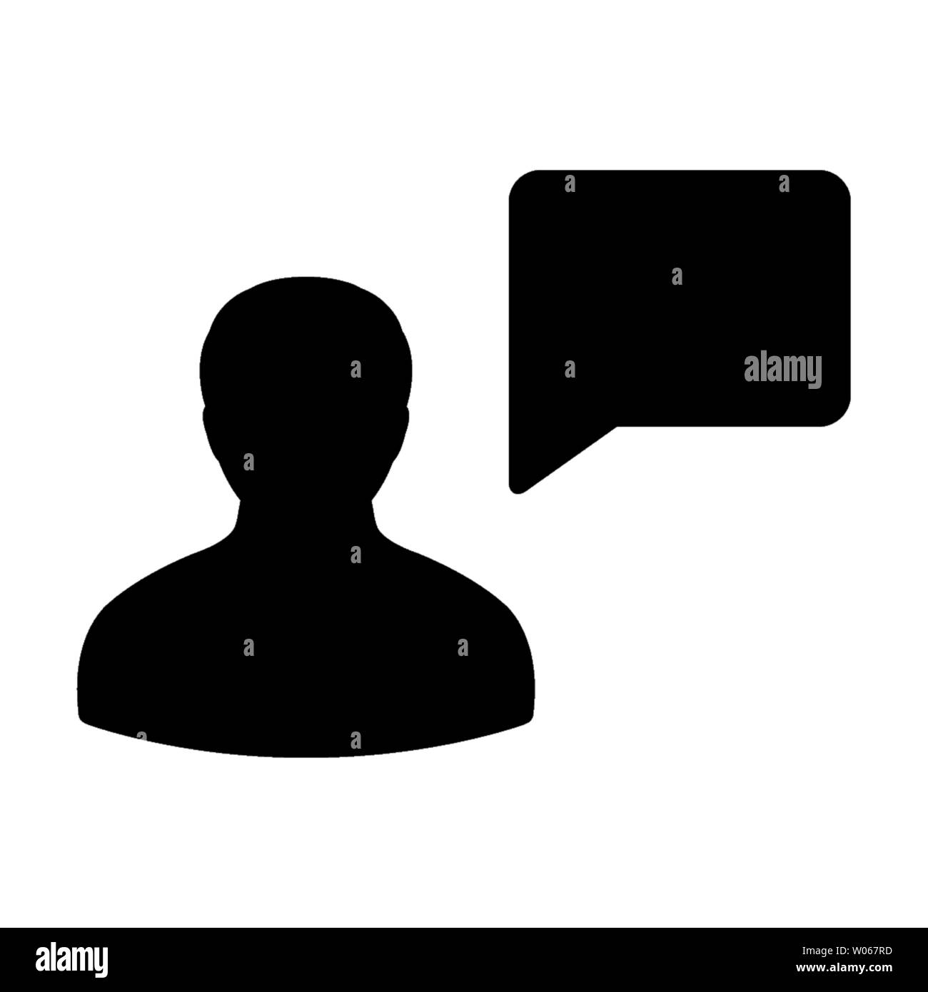Talking icon vector male person profile avatar with speech bubble ...