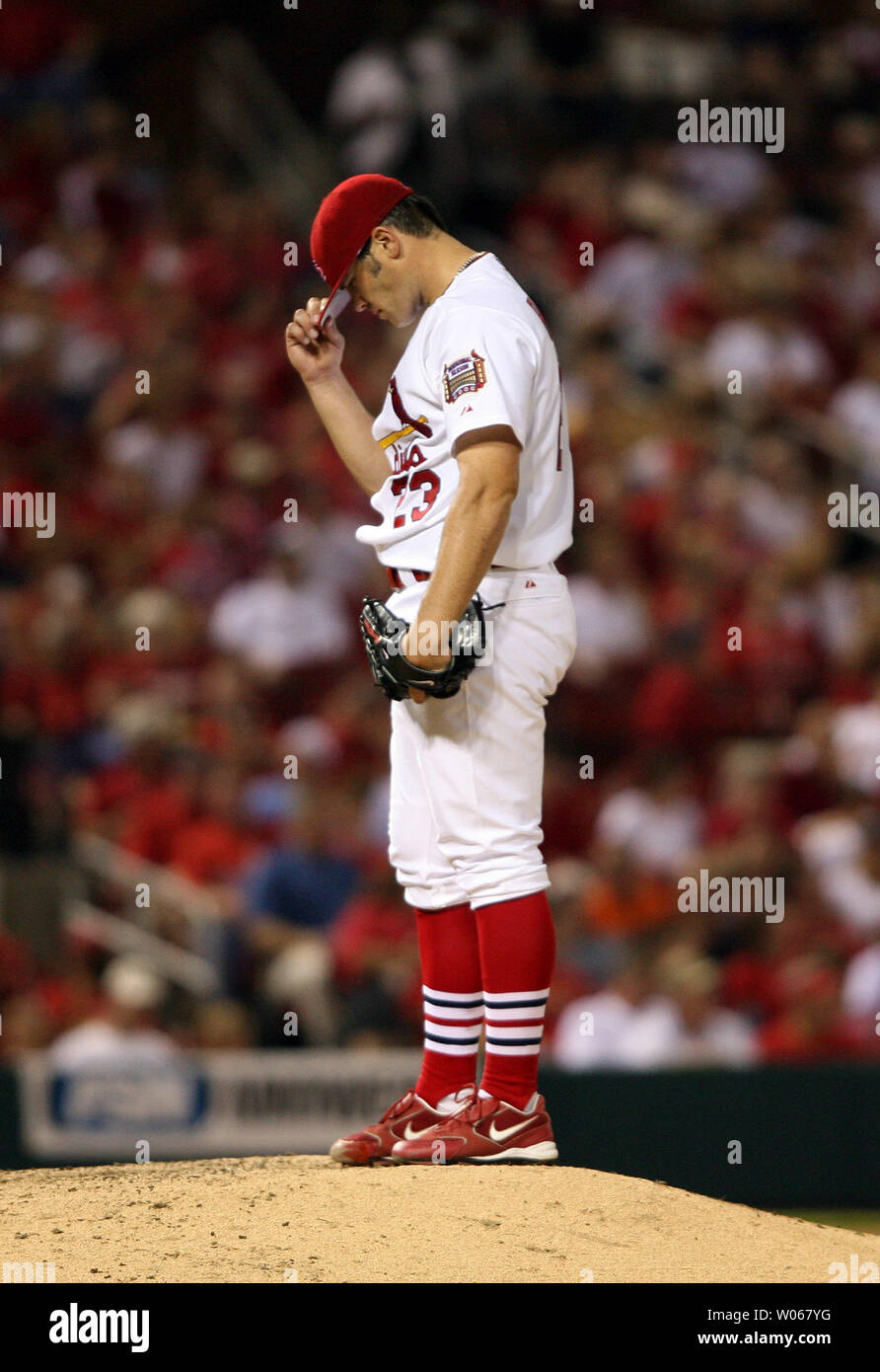 St. Louis Cardinals Anthony Reyes tries to collect his thoughts after ...