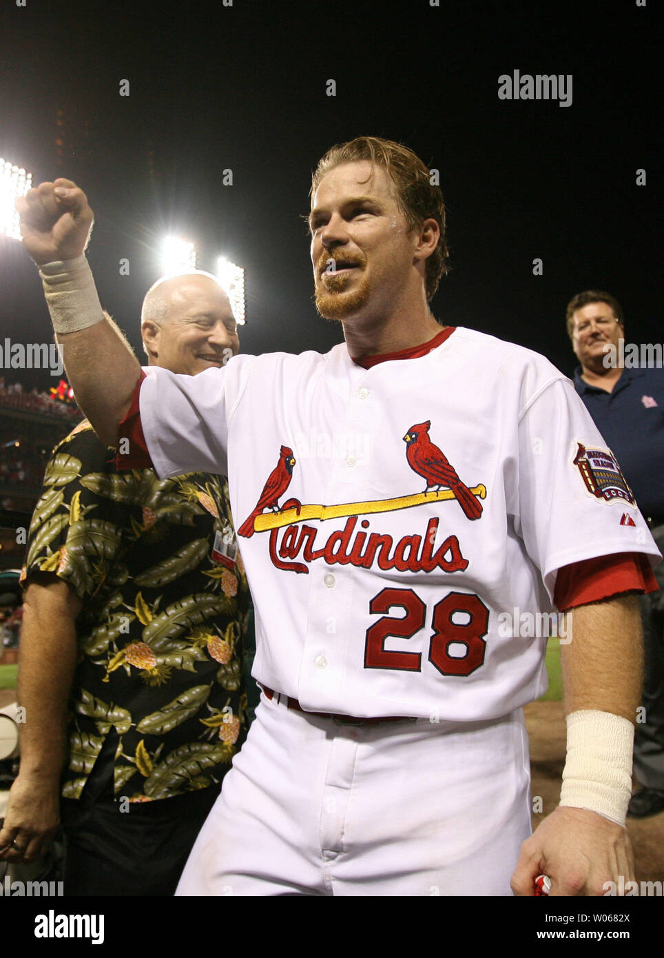 St. Louis Cardinals Gary Bennett gives a fist of approval to the ...