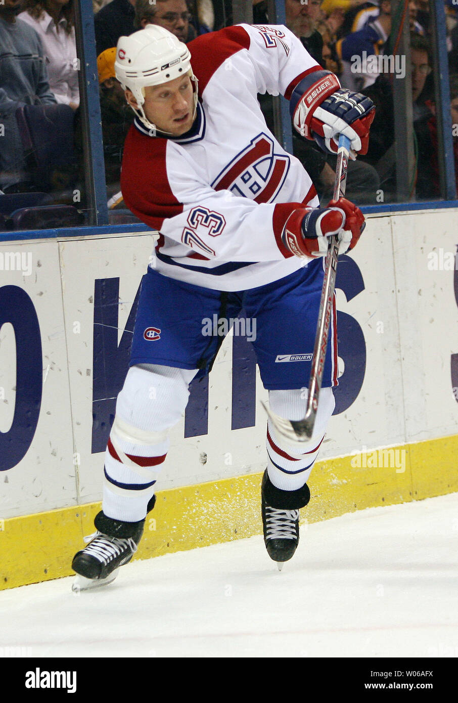 Montreal Canadiens Michael Ryder tries to knock down the puck fom ...