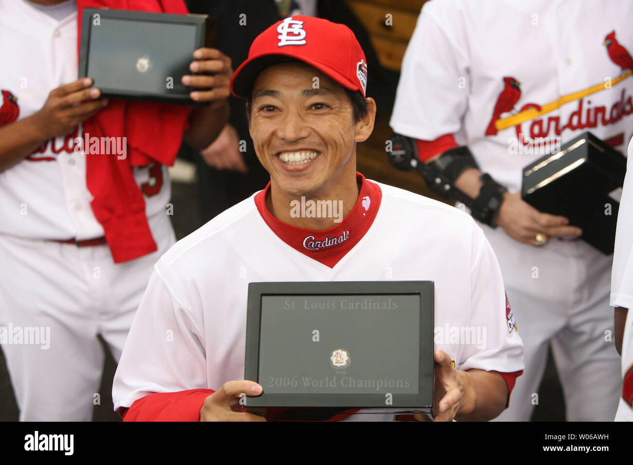 St. Louis Cardinals So Taguchi of Japan shows off his World Series ...
