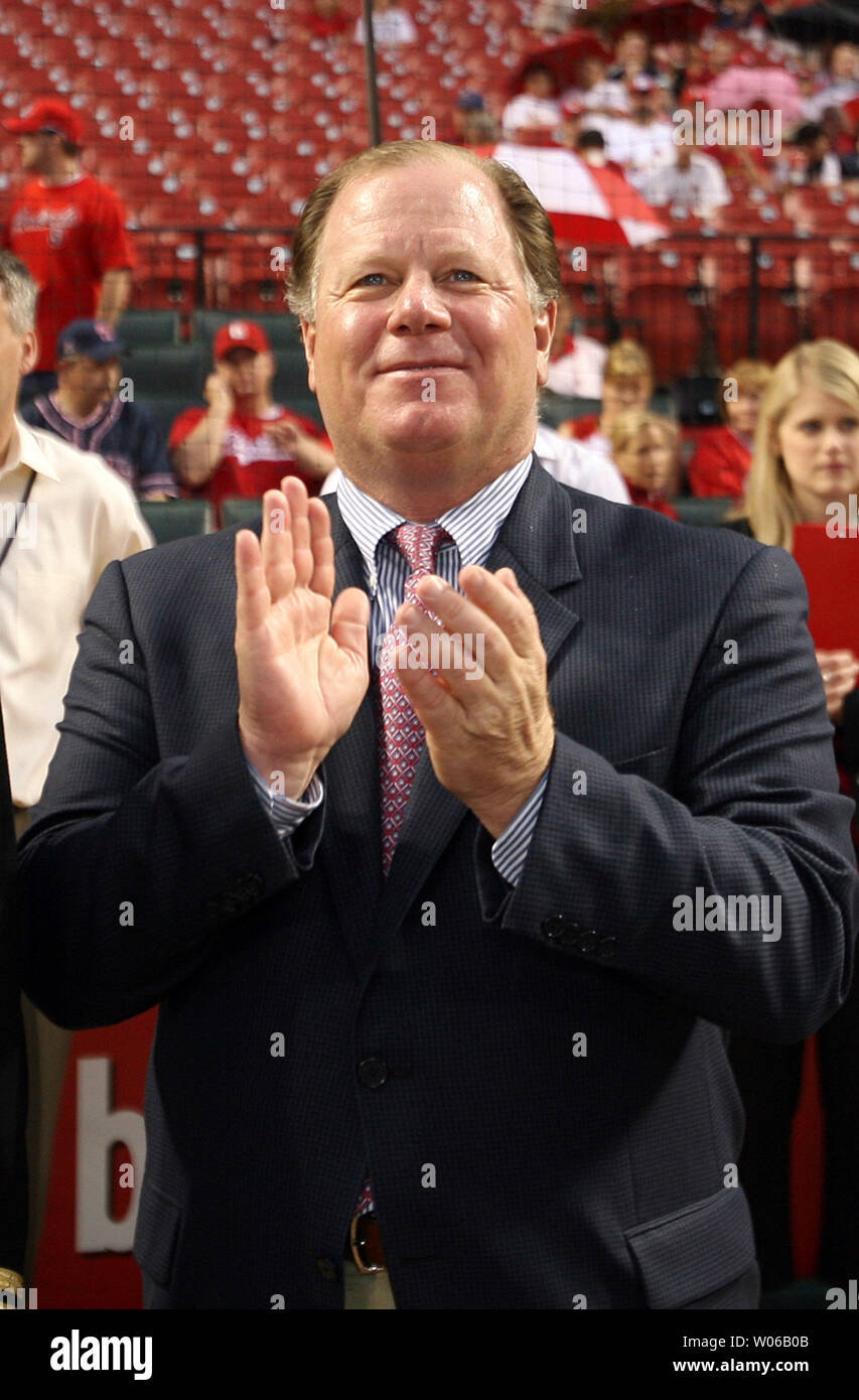 St. Louis Cardinals President Mark Lamping claps during pre-game ...