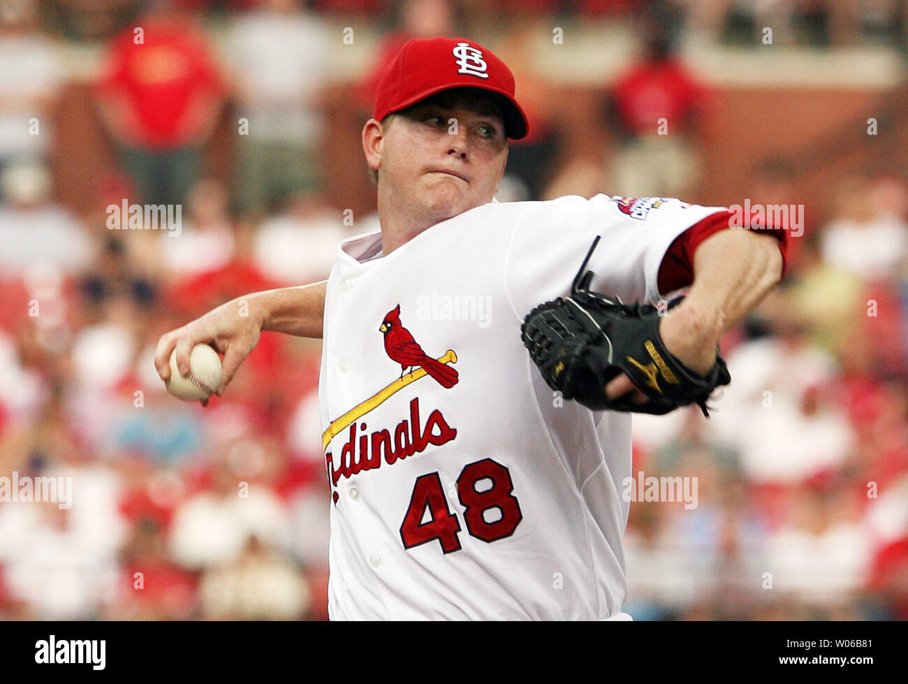 St. Louis Cardinals starting pitcher Brad Thompson delivers a pitch to ...