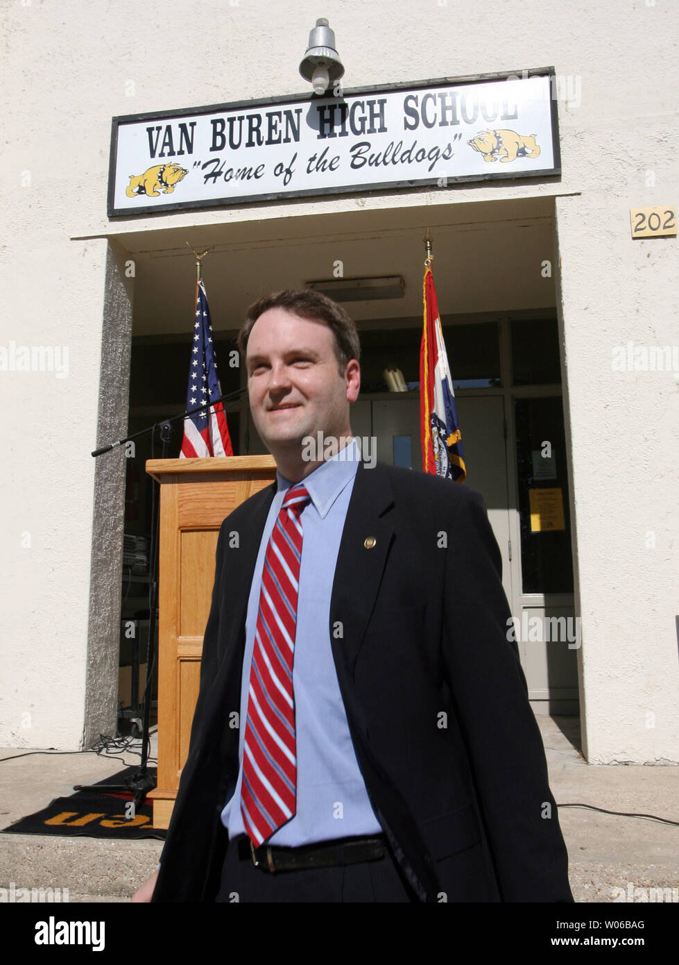 Mo. Rep. Sam Page (D-St.Louis) walks from the podium after announcing ...