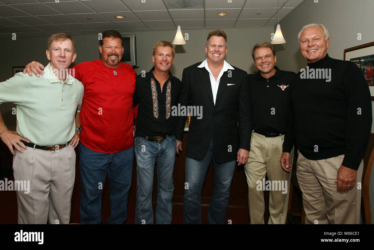 Former St. Louis Cardinals pitchers gather for a group photo during a ...