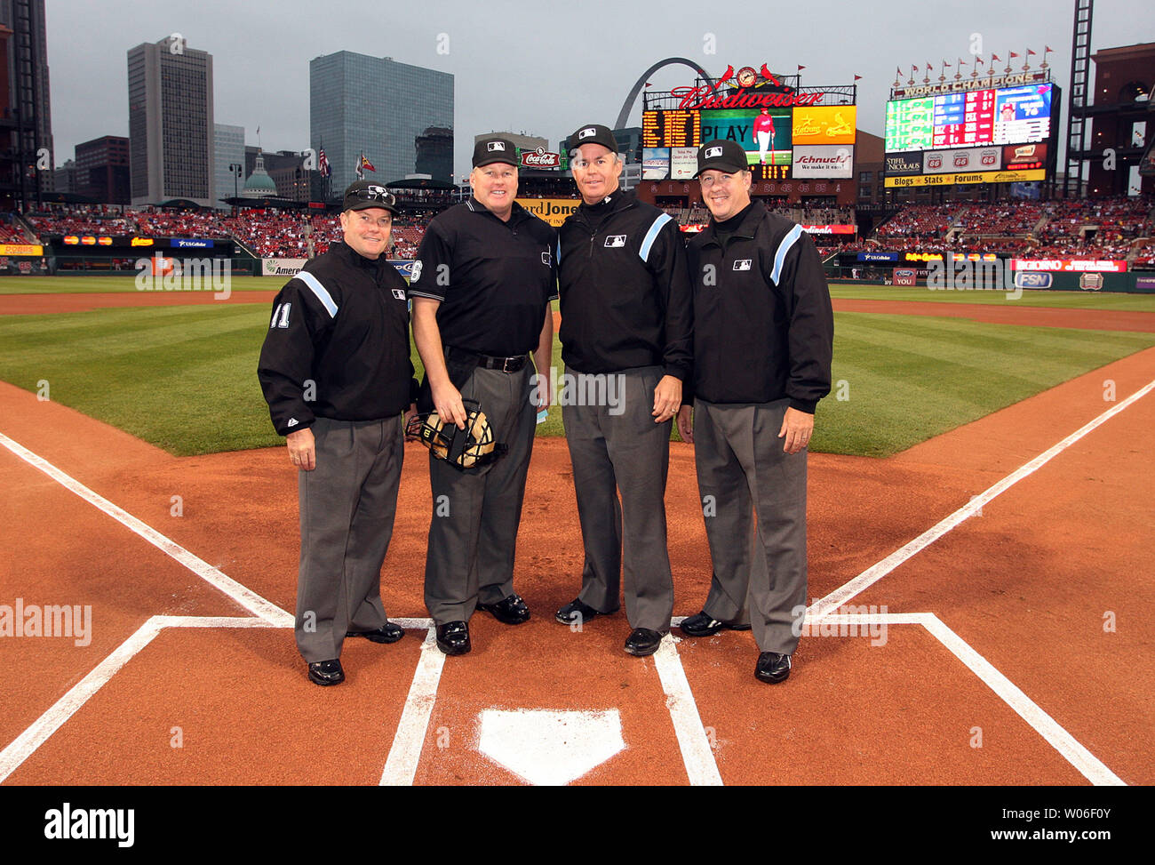 Major League umpires (L to R) Jerry Meals, Bill Miller, Gary Darling ...