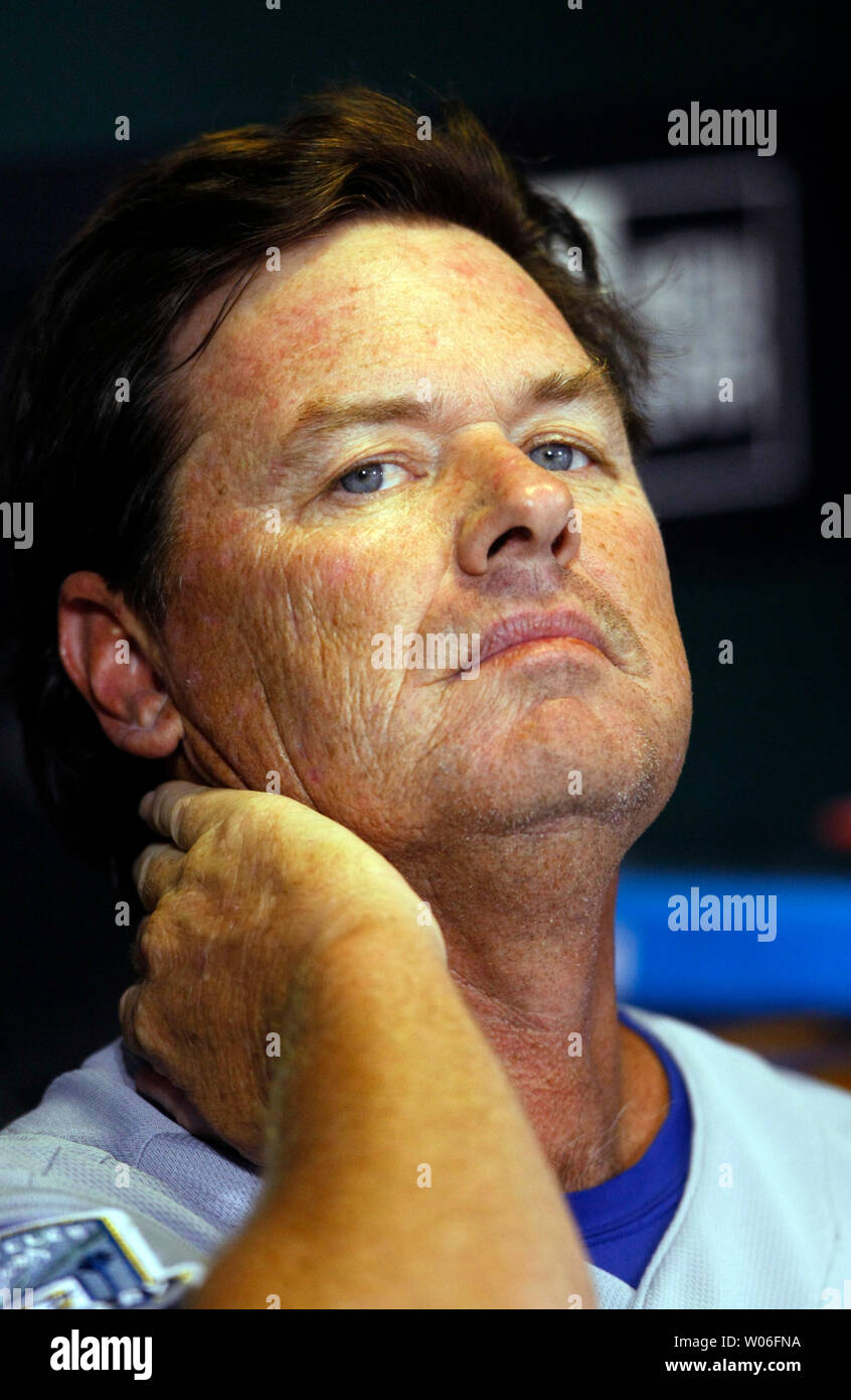 Los Angeles Dodgers Pitching Coach Rick Honeycutt Stretches In The