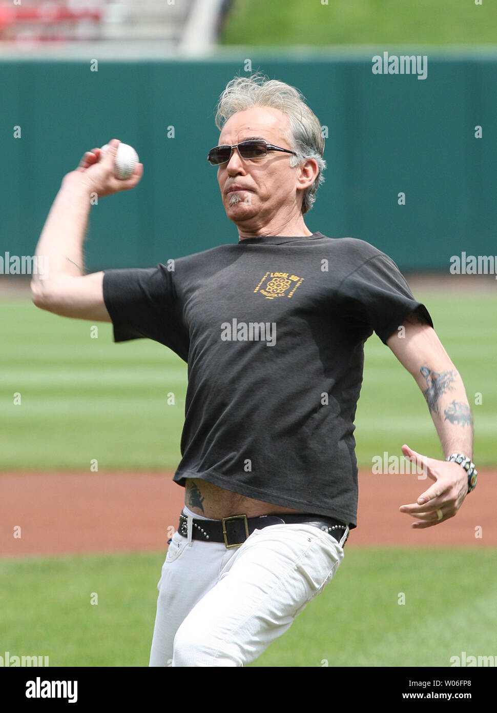 Actor Billy Bob Thornton throws out a ceremonial first pitch before the ...