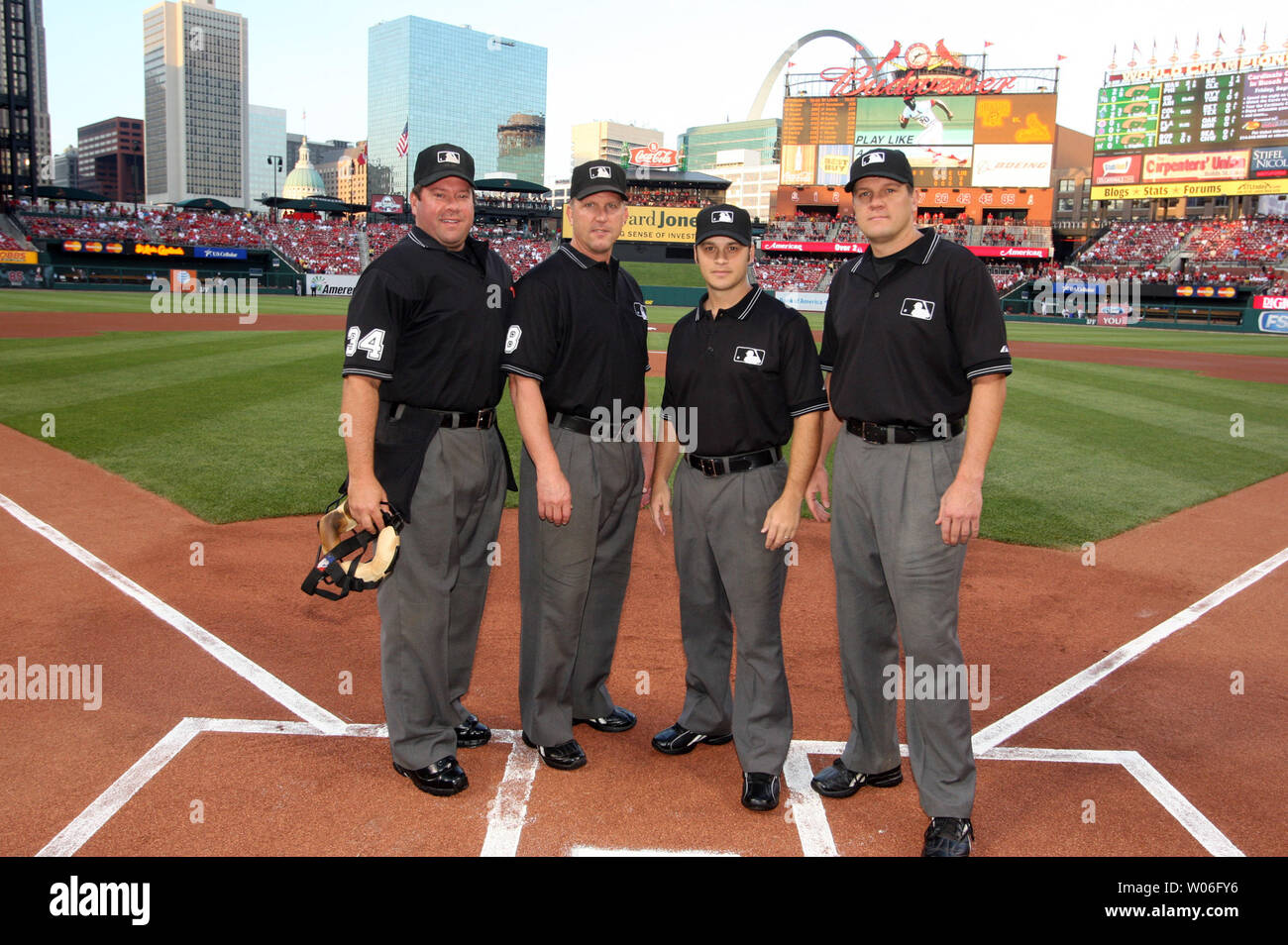 Major League umpires (L to R) Sam Holbrook, Jeff Kellogg, Mark Wegner ...