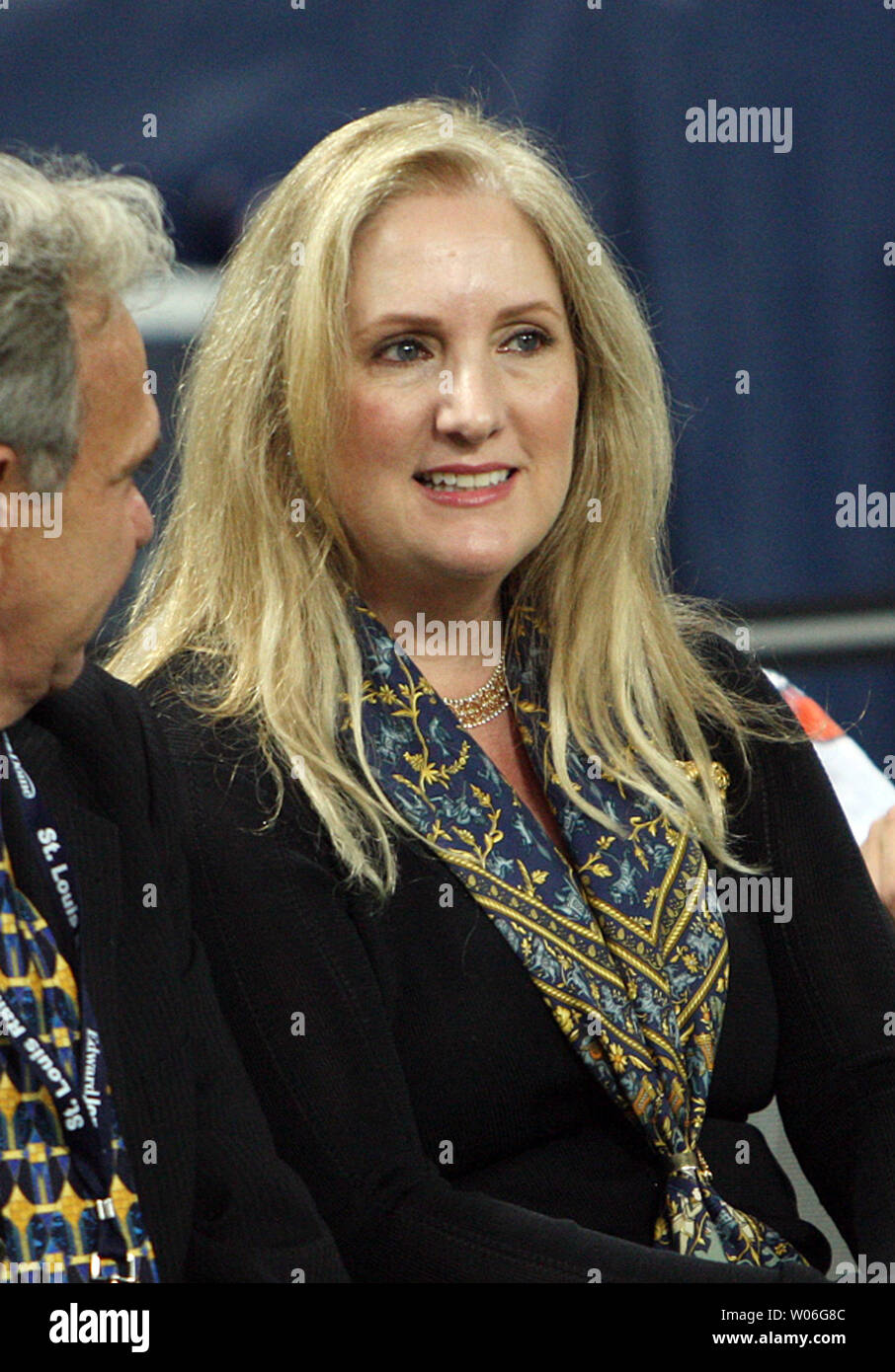 St. Louis Rams owner Lucia Rodriguez watrches pregame ceremonies from ...