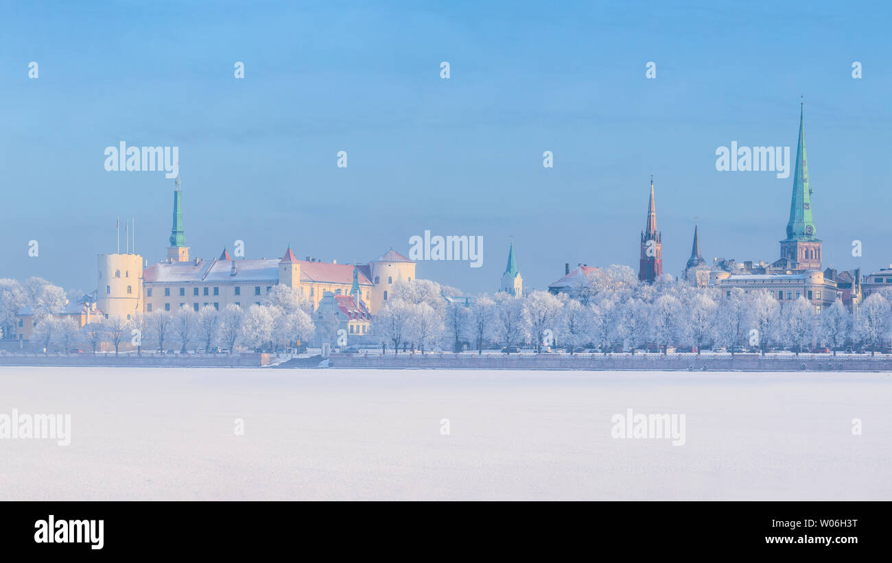 Winter skyline of Latvian capital city Riga Old town Stock Photo - Alamy