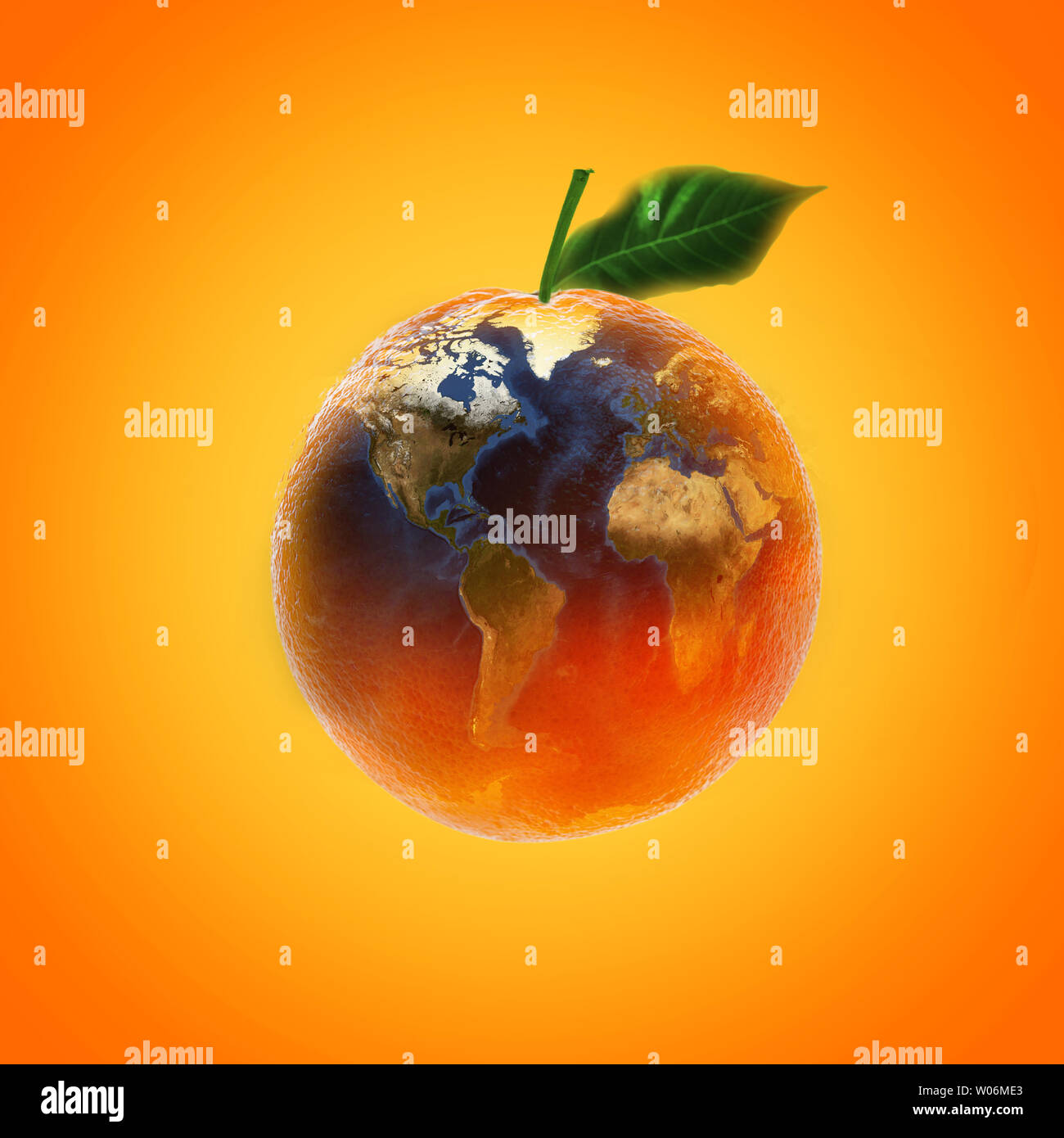 Fresh ripe orange fruit with world map image source from NASA Stock ...