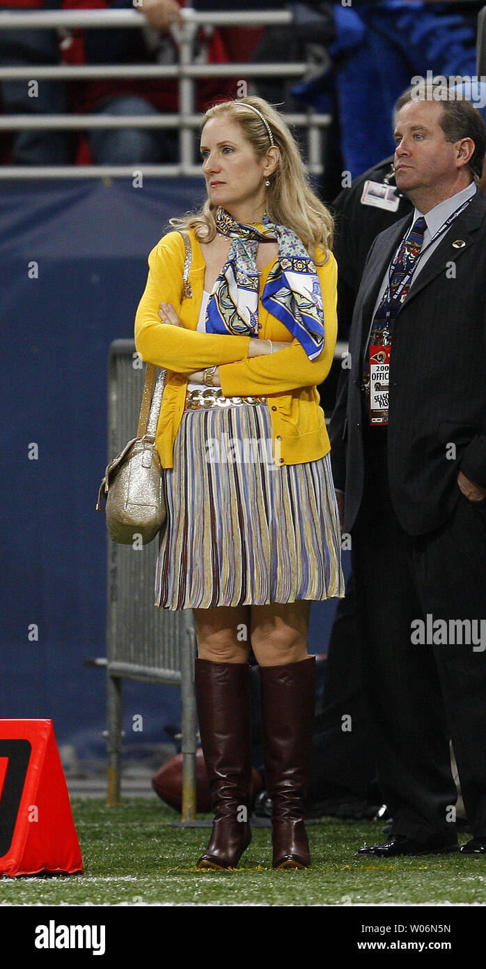 St. Louis Rams owner Lucia Rodriguez stands on the sidelines as she ...