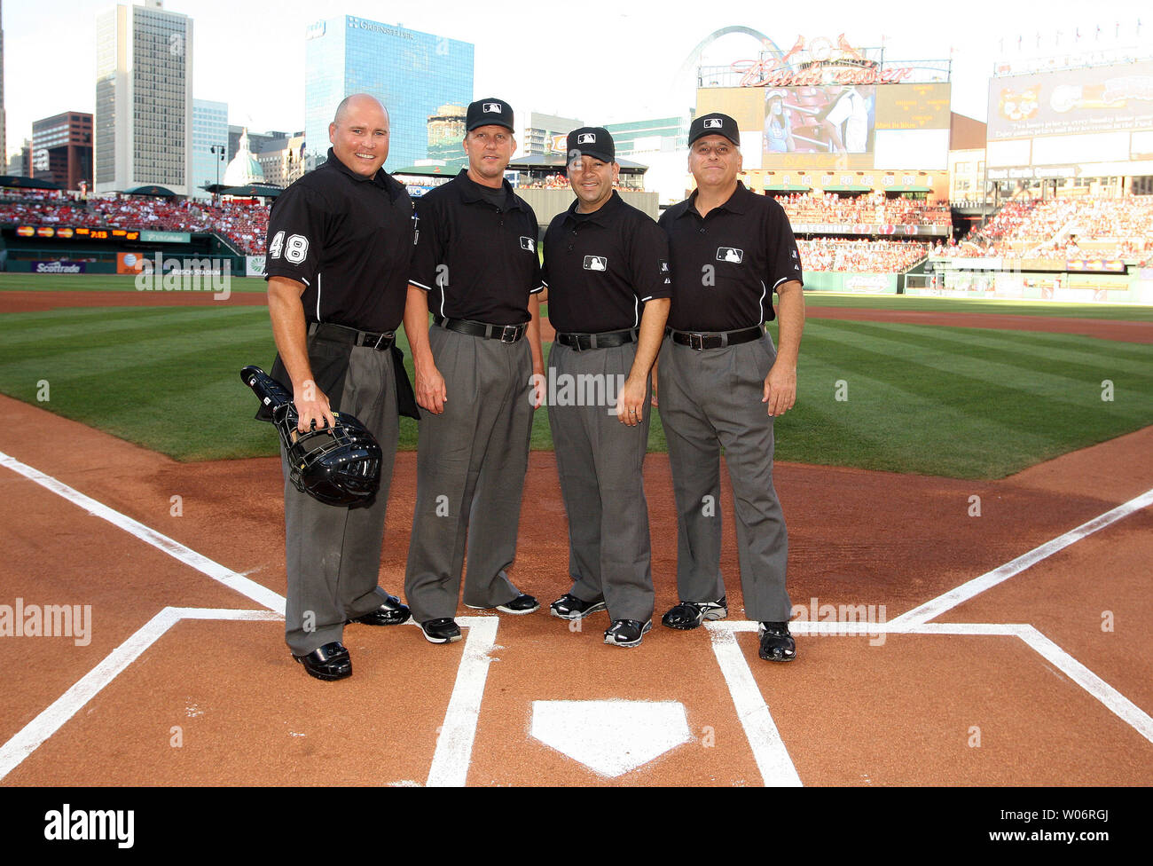 Umpires (L to R) Mark Carlson, Jeff Kellogg, Angel Campos annd Larry ...