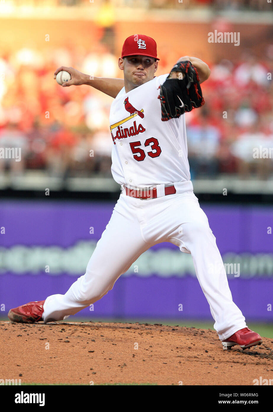 St. Louis Cardinals starting pitcher Blake Hawksworth delivers a pitch ...