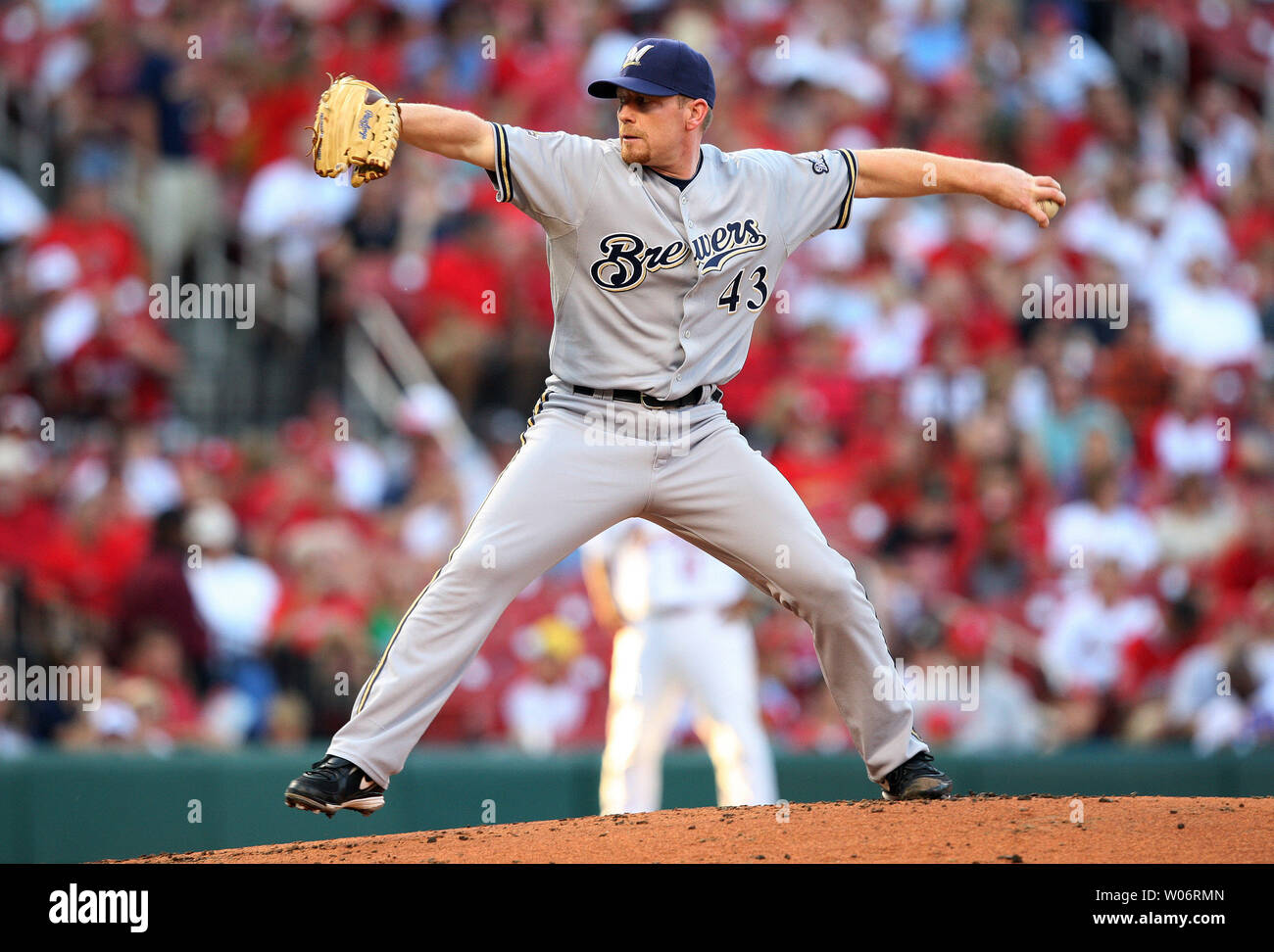 Milwaukee Brewers starting pitcher Randy Wolf delivers a pitch to the ...