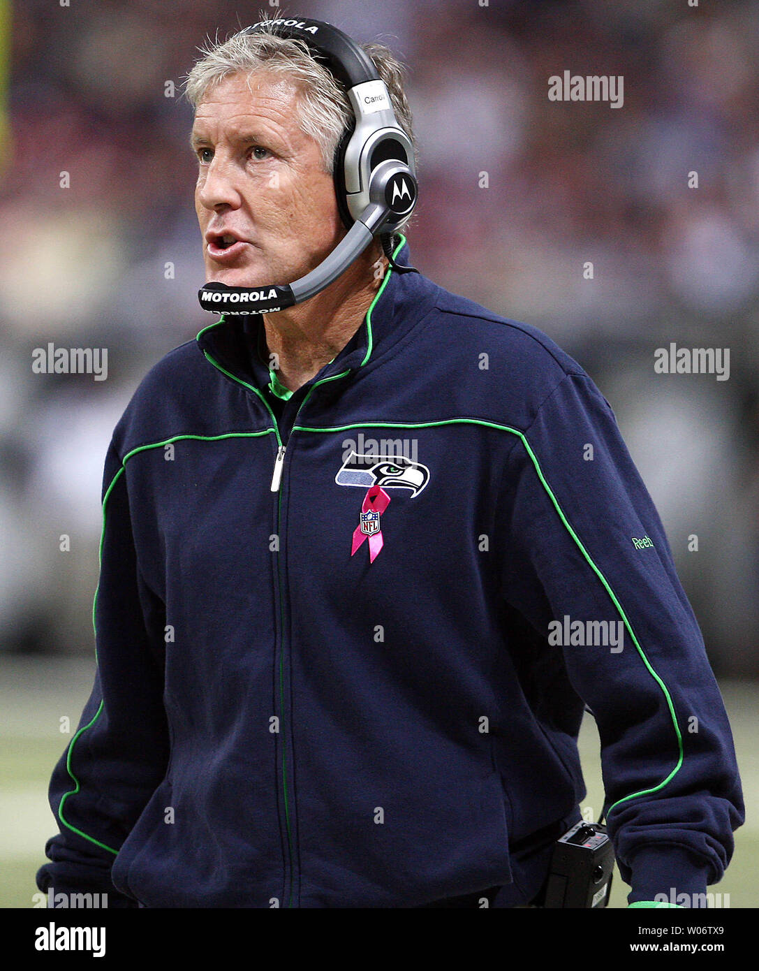 Seattle Seahawks Head Coach Pete Carroll talk upstairs about possible ...