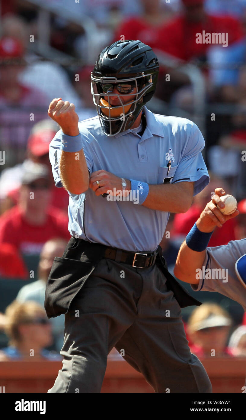 Home plate umpire Ed Hickox calls a strike during the Kansas City ...