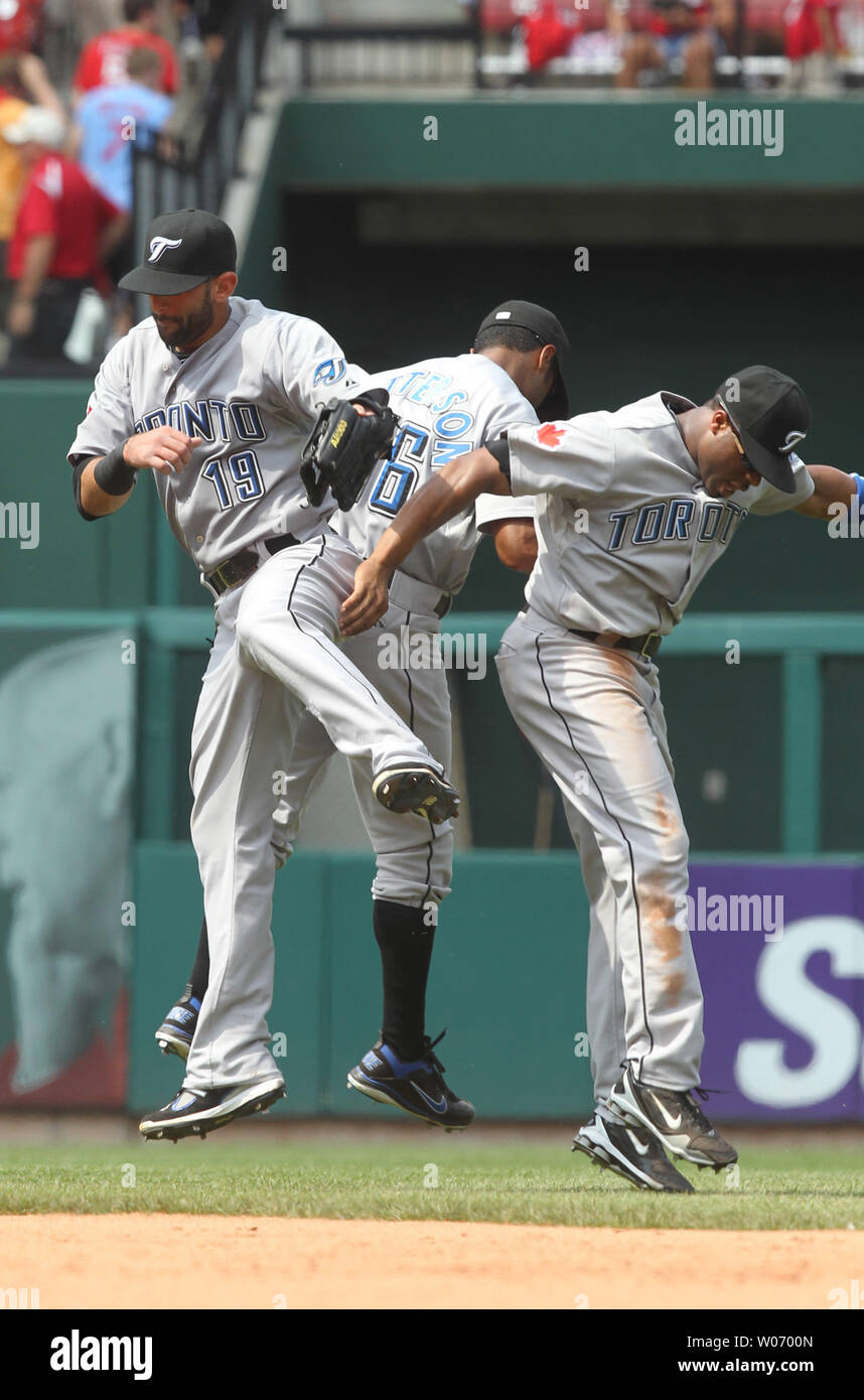 Toronto Blue Jays Jose Bautista (19) Corey Patterson (16) and Rajai ...