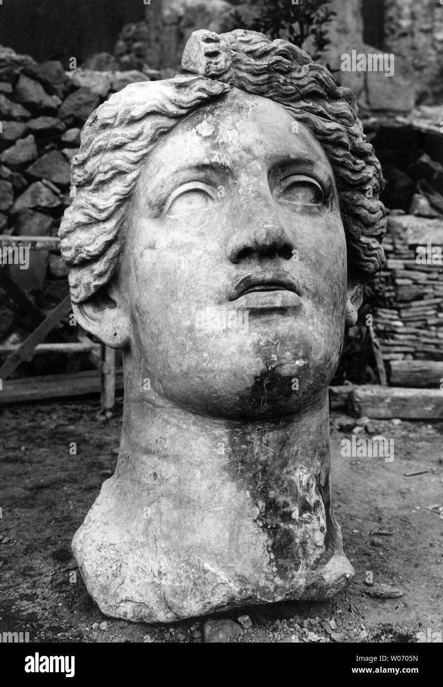 head of a goddess at the sacred area of largo di torre argentina, rome ...