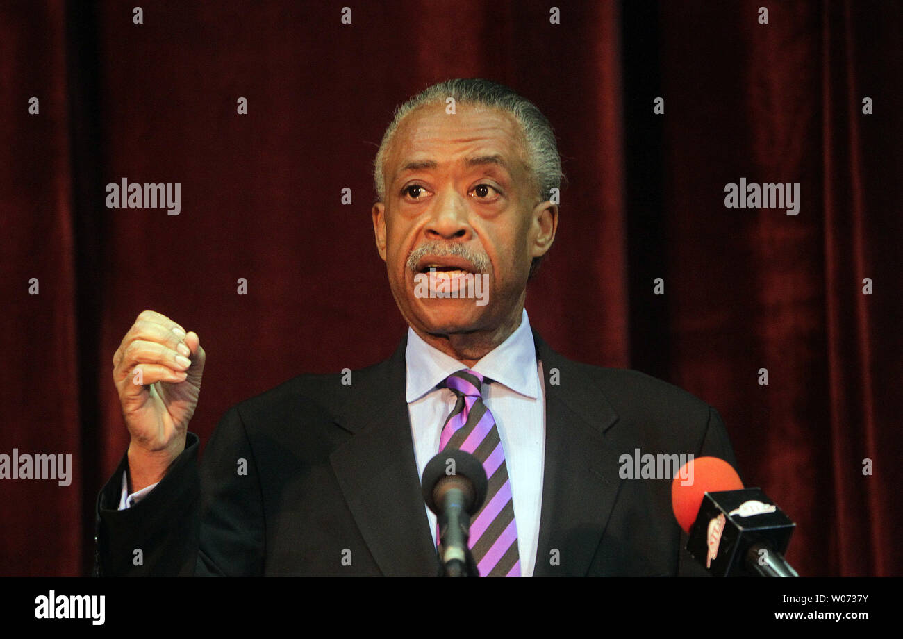 Reverend Al Sharpton makes a point while speaking on voting rights and ...
